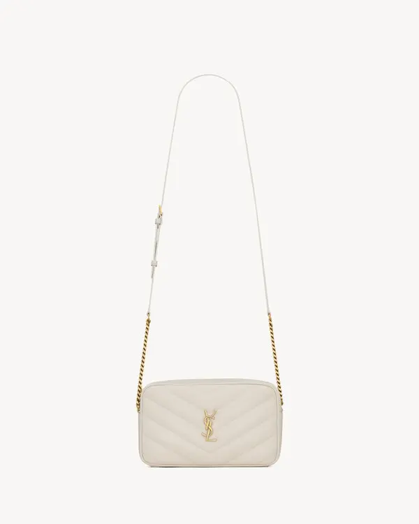 Saint Laurent Loulou Camera Bag In Matelassé Lambskin - White