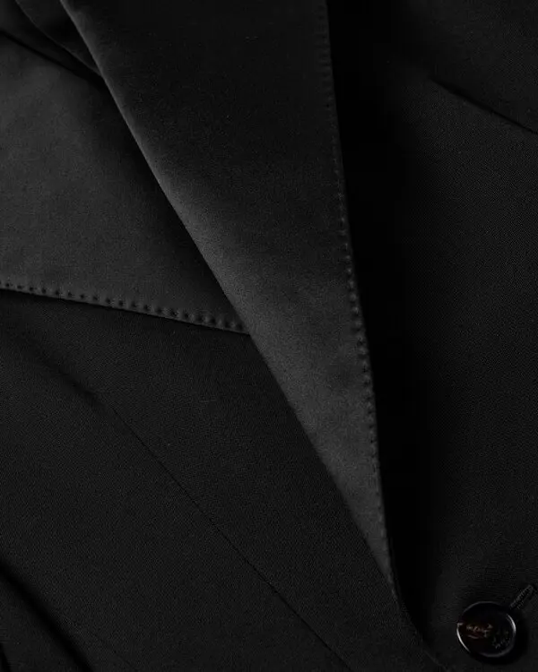 Saint Laurent Double-breasted Tuxedo Jacket In Grain De Poudre