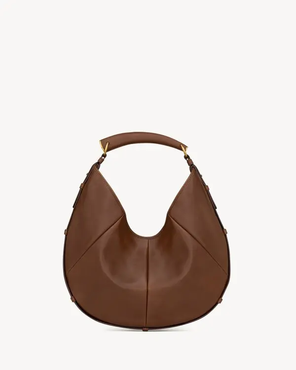 Saint Laurent Mombasa Medium Smooth Leather Hobo Bag - Burnt Bread