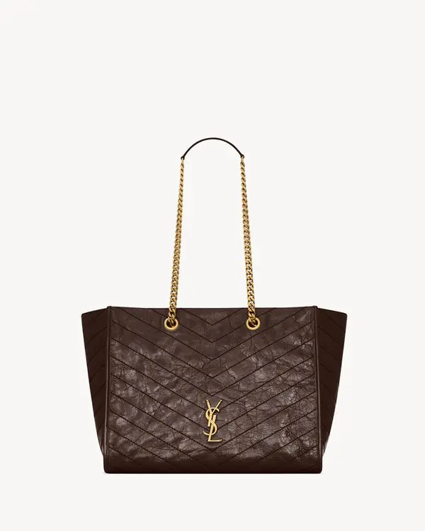 Saint Laurent Niki East/west Shopping Bag In Vintage Leather - Arabica
