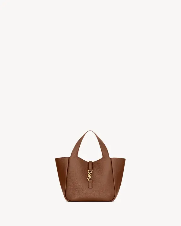 Saint Laurent Le 5 À 7 Baby Bea In Grained Leather - Toasted Brown