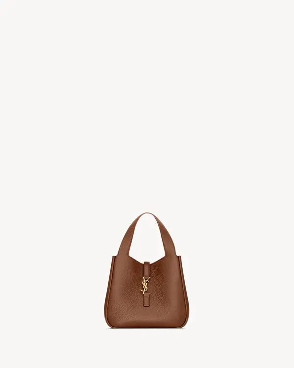 Saint Laurent Le 5 À 7 Baby Bea In Grained Leather - Toasted Brown