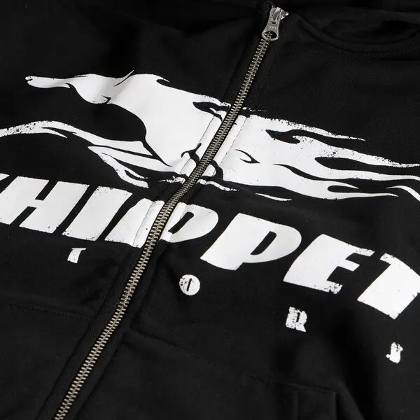 END. Whippet Graphic Zip Hoodie - Black