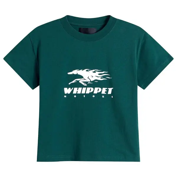 END. Whippet Print Cropped T-shirt - Green