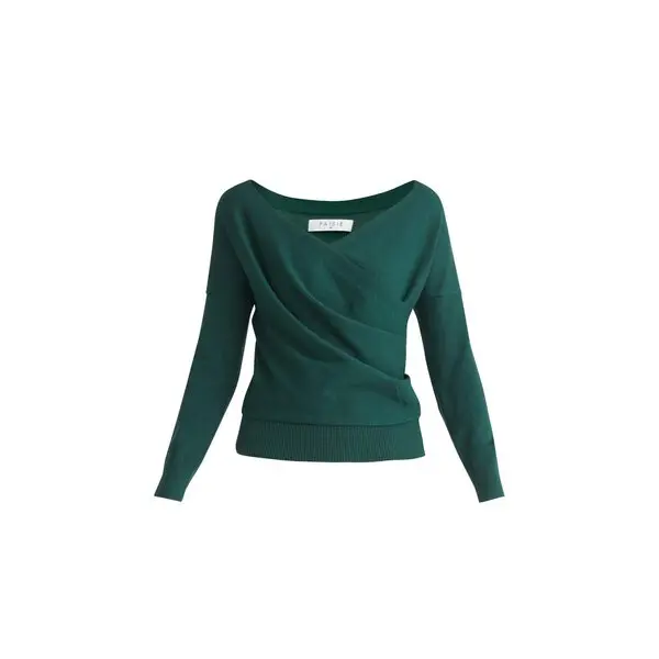 PAISIE Knitted Wrap Top With Long Sleeves