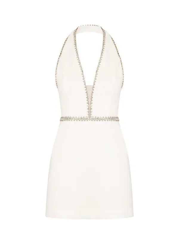 TIA DORRAINE Crystal-embellished Mini Dress - White