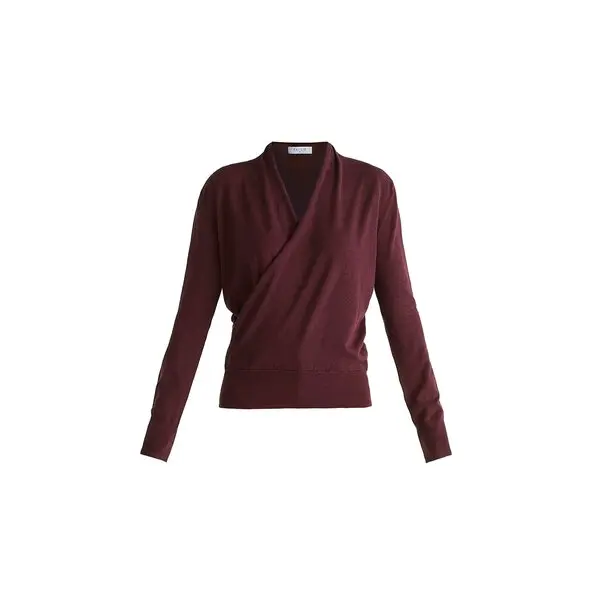 PAISIE Long Sleeve Knitted Wrap Top - Purple