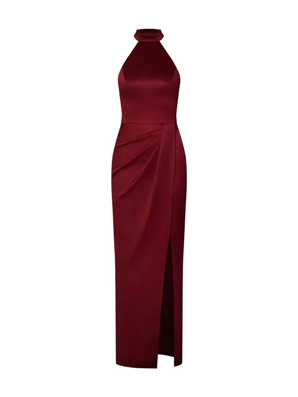 TIA DORRAINE Halterneck Maxi Dress With Draping