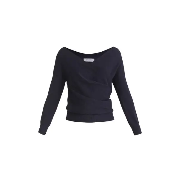 PAISIE Knitted Wrap Top With Long Sleeves