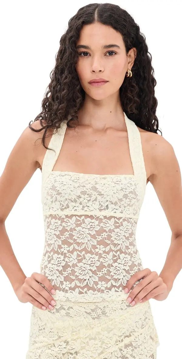 Lioness Palisades Halter Top In Lace - Lemontini