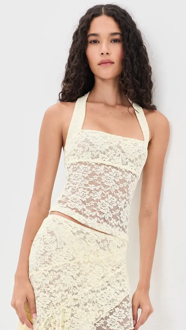 Lioness Palisades Halter Top In Lace - Lemontini