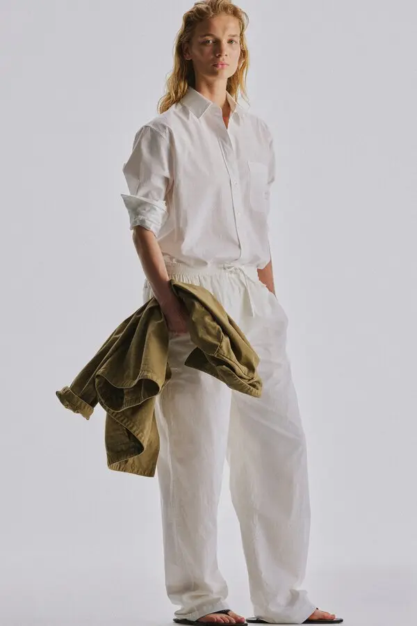 THE ROW Mid-rise Cotton Voile Straight Leg Pants