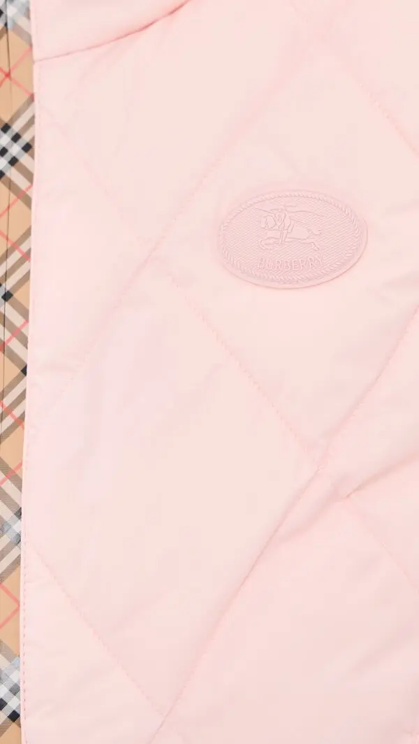 Burberry Quilted Vest With Checkered Trim