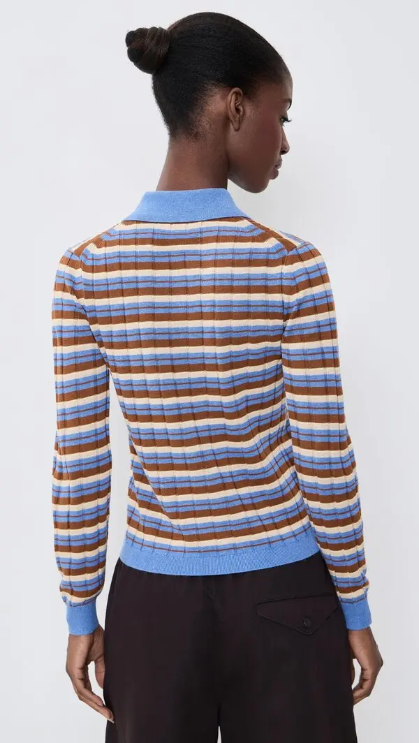 Guest In Residence Track Polo Ribbed Knit With Stripe Pattern