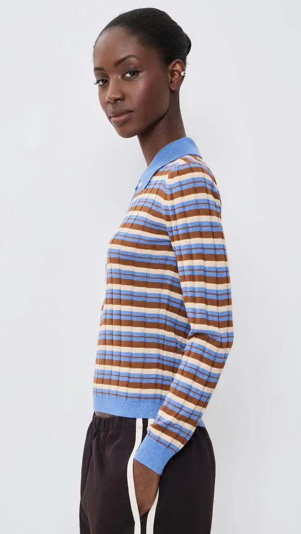 Guest In Residence Track Polo Ribbed Knit With Stripe Pattern