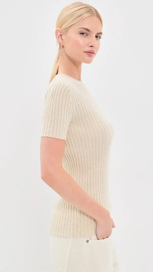 THE ELDER STATESMAN Superlight Ellie Rib Knit Cashmere Tee