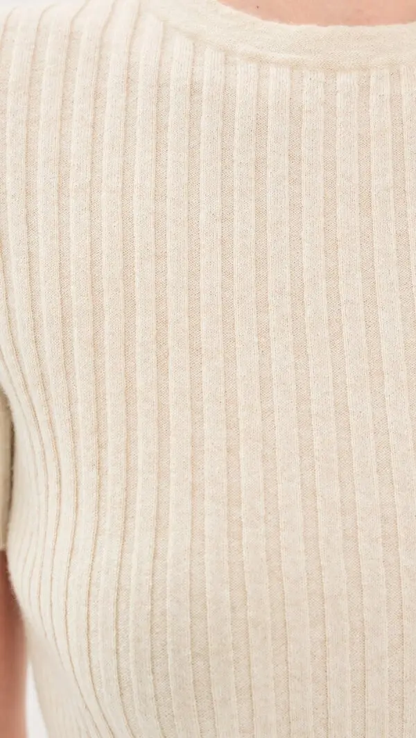 THE ELDER STATESMAN Superlight Ellie Rib Knit Cashmere Tee