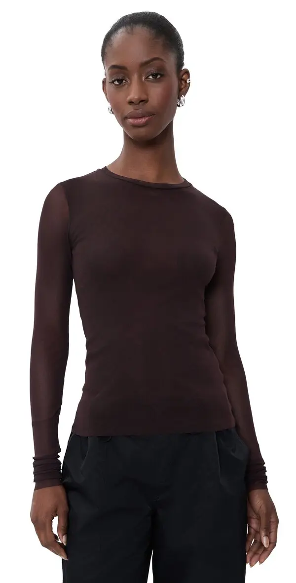 MEIMEIJ Tulle Long Sleeve Fitted Top