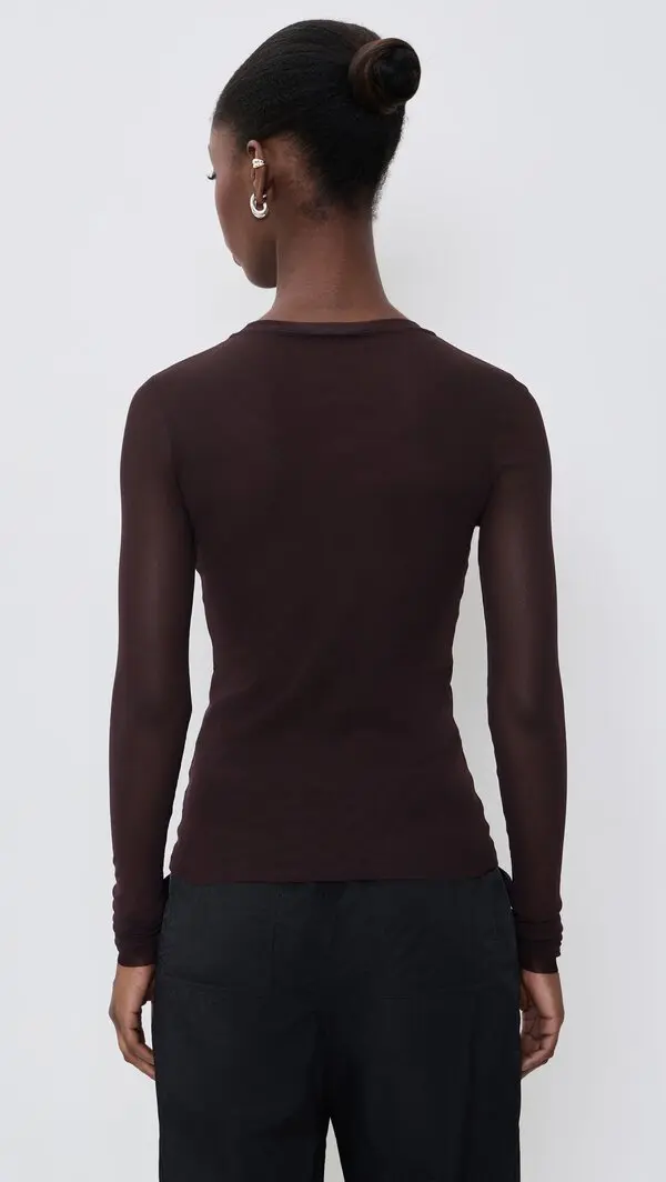 MEIMEIJ Tulle Long Sleeve Fitted Top
