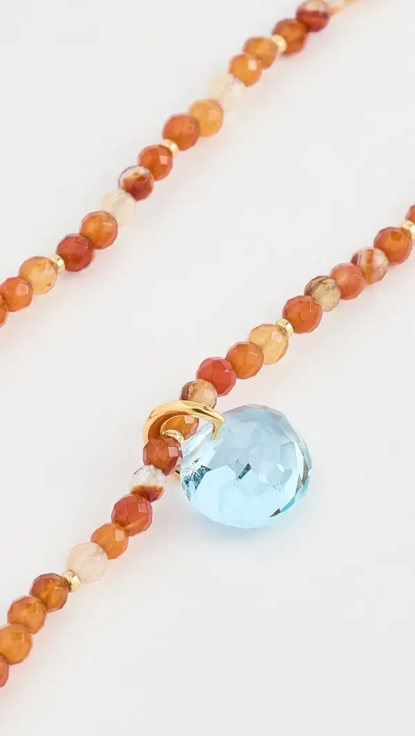 Chan Luu Beaded Necklace With Semi-precious Stones And Yellow Gold Plated Silver