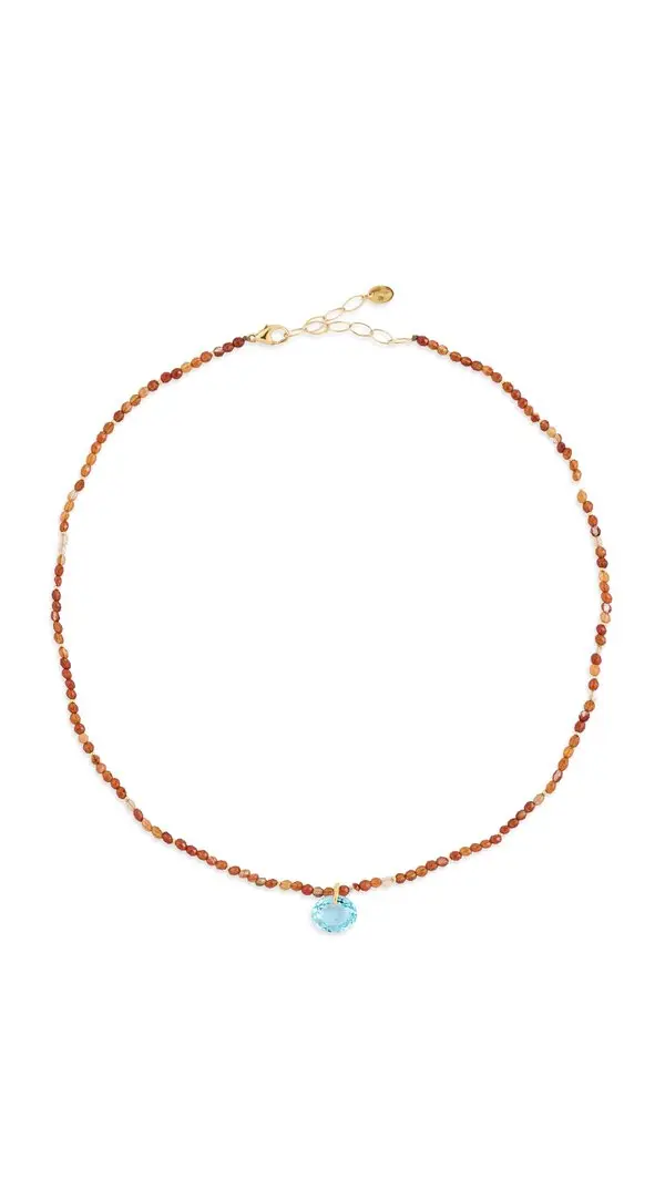 Chan Luu Beaded Necklace With Semi-precious Stones And Yellow Gold Plated Silver