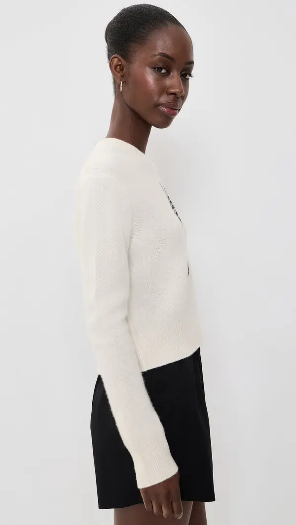 WHITE & WARREN Cashmere Tennis Graphic Sweatshirt