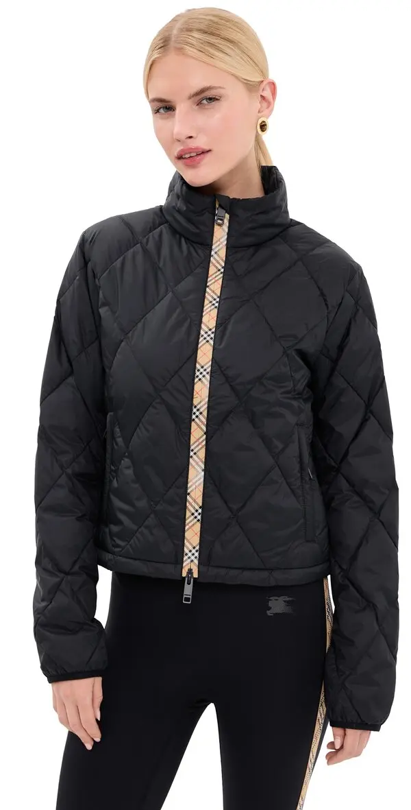 Burberry Bramford Quilted Jacket With Checkered Trim