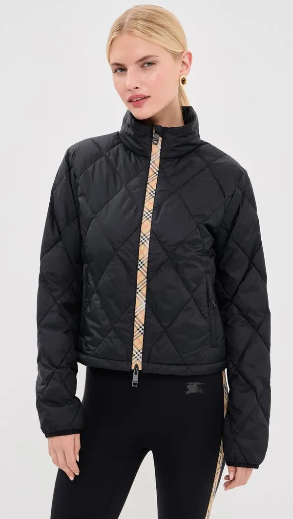 Burberry Bramford Quilted Jacket With Checkered Trim