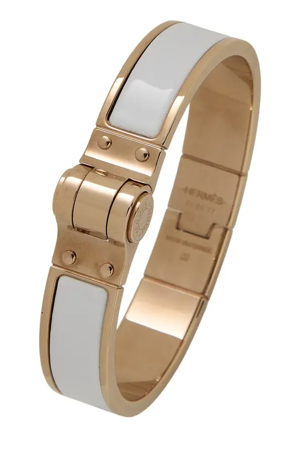 Hermès Rose Gold-plated Hinged Enamel Bracelet