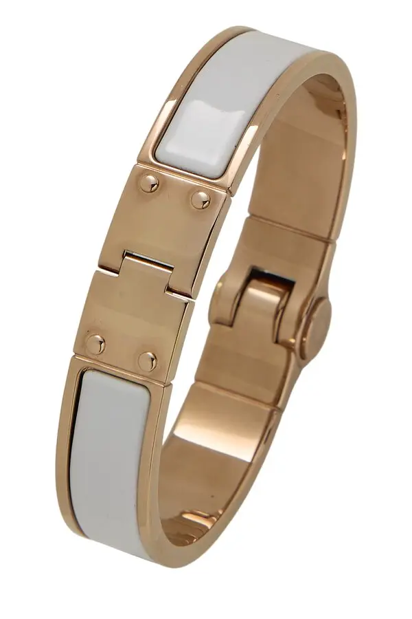 Hermès Rose Gold-plated Hinged Enamel Bracelet