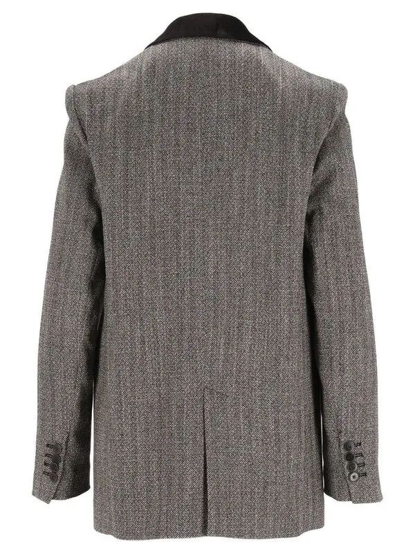 FORTE_FORTE Jaspe" Chevron Blazer With Velvet Collar