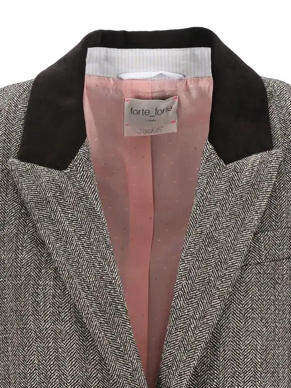 FORTE_FORTE Jaspe" Chevron Blazer With Velvet Collar