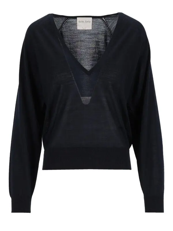 FORTE_FORTE V-neck Lightweight Wool Blend Sweater