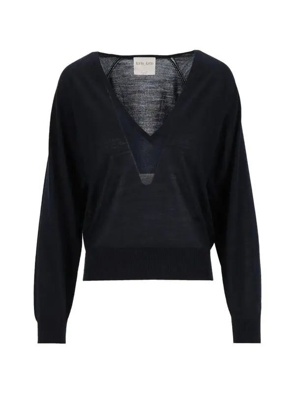 FORTE_FORTE V-neck Lightweight Wool Blend Sweater