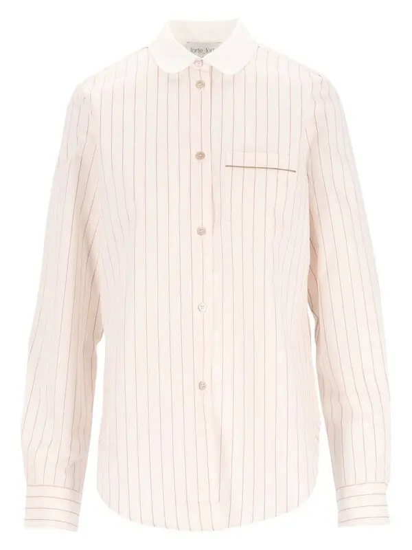 FORTE_FORTE Striped Cotton Shirt With French Collar - Multicolor