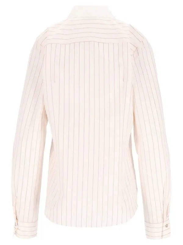 FORTE_FORTE Striped Cotton Shirt With French Collar - Multicolor