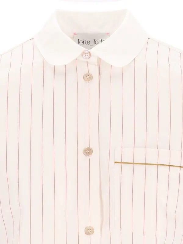 FORTE_FORTE Striped Cotton Shirt With French Collar - Multicolor