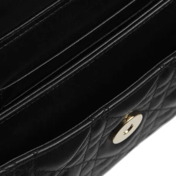 Dior Cannage Lambskin Mini Bag With Gold-tone Charms - Black
