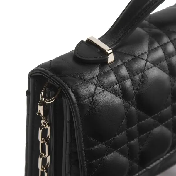 Dior Cannage Lambskin Mini Bag With Gold-tone Charms - Black
