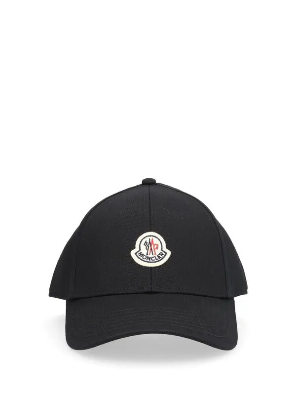 Moncler Cotton Baseball Cap With Applied Logo - Black