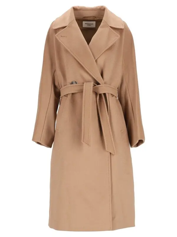 Max Mara Drap Wool Long Coat Double Breasted - Cream
