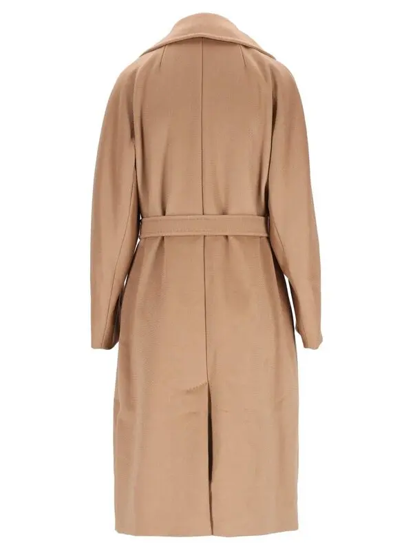 Max Mara Drap Wool Long Coat Double Breasted - Cream