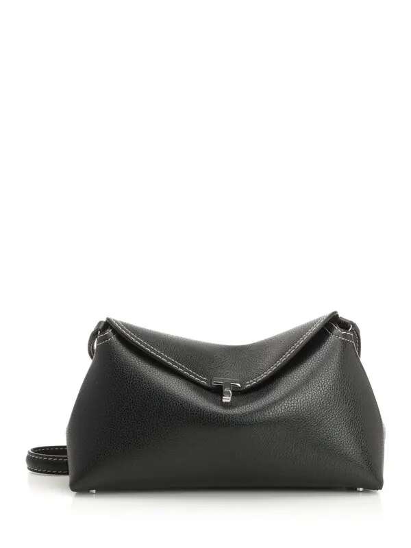 TOTEME T-lock Large Leather Clutch - Black