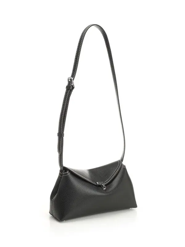 TOTEME T-lock Large Leather Clutch - Black