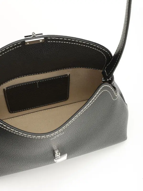 TOTEME T-lock Large Leather Clutch - Black