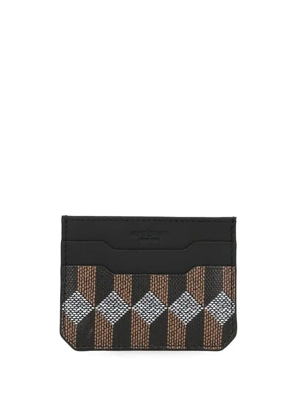 AU DEPART Printed Leather Card Holder - Black