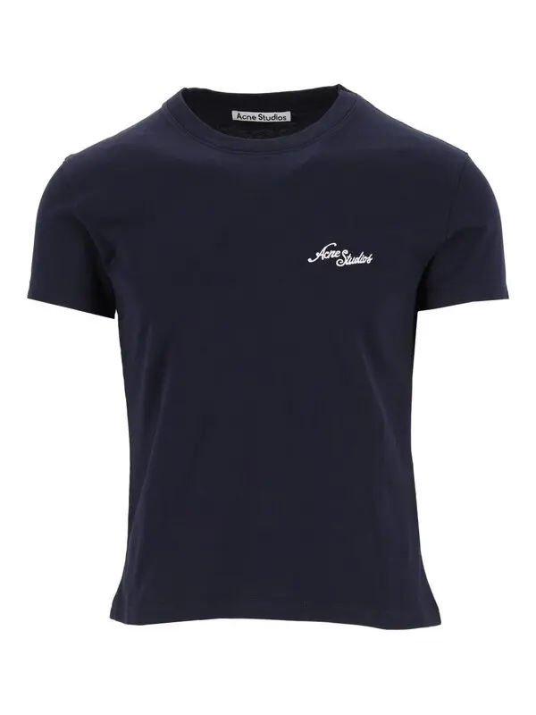 Acne Studios Organic Cotton T-shirt With Embroidered Logo - Blue