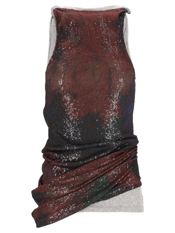 MAISON MARGIELA Sleeveless Draped Printed Top - Multicolor