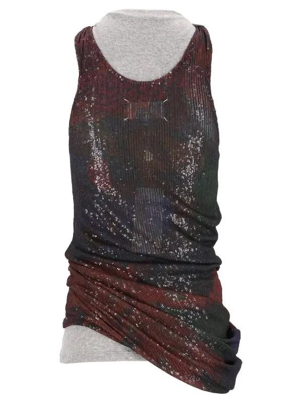 MAISON MARGIELA Sleeveless Draped Printed Top - Multicolor