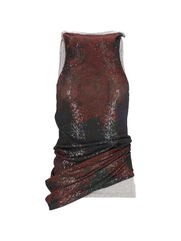 MAISON MARGIELA Sleeveless Draped Printed Top - Multicolor